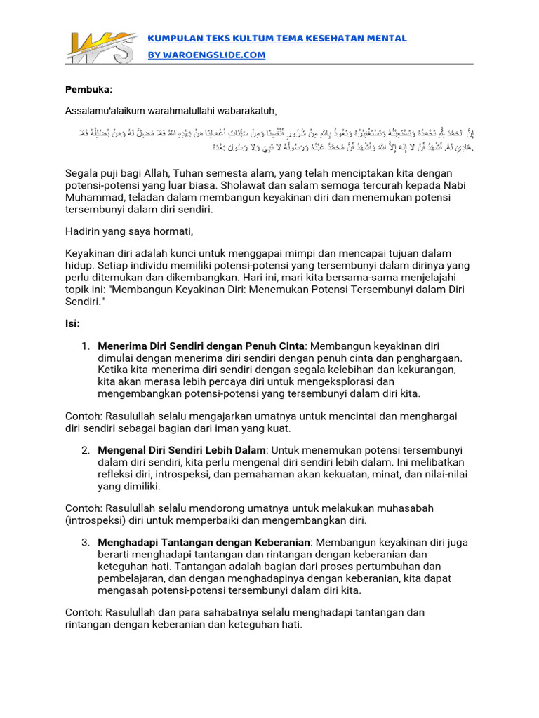 Membangun Keyakinan Diri - Menemukan Potensi Tersembunyi Dalam Diri ...