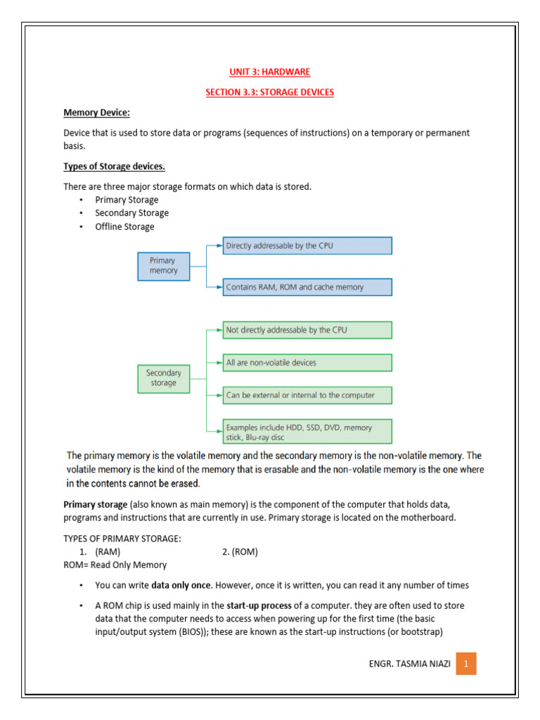 Section 3 3 Data Storage Pdf Computer Data Storage Random Access