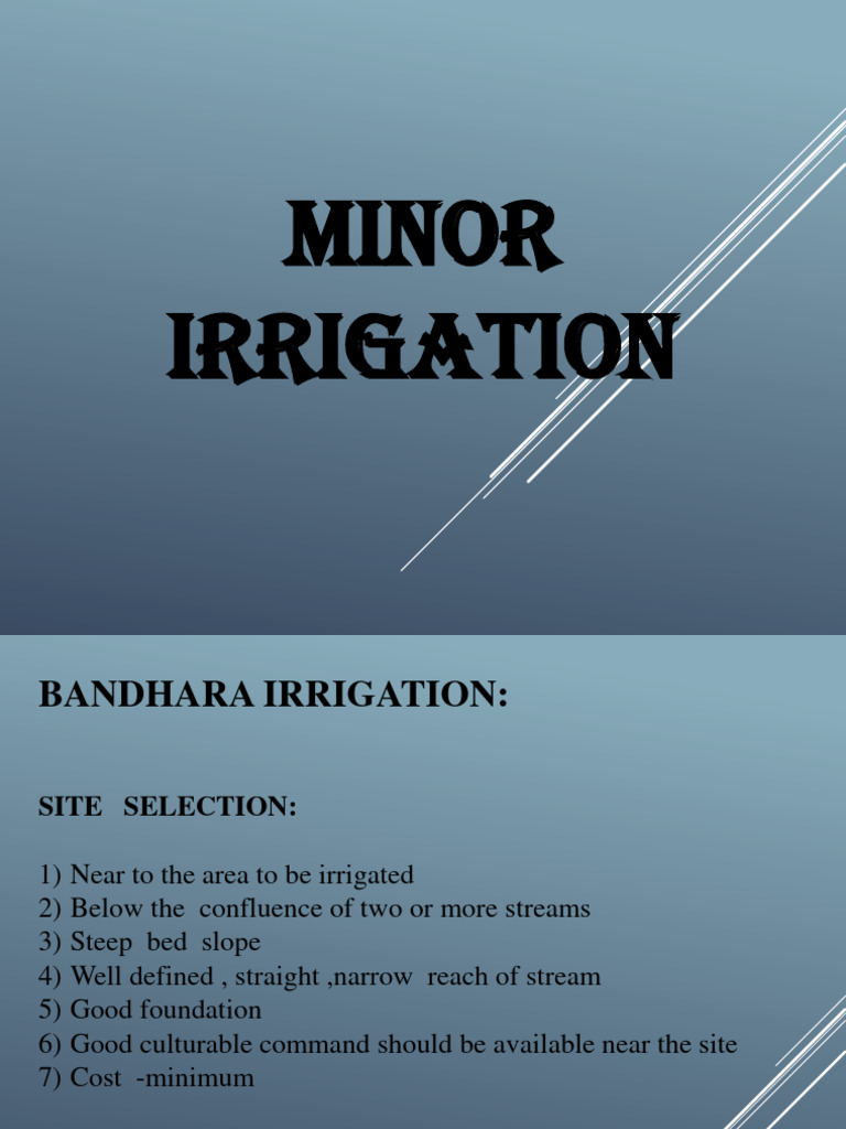 Bandhara and Percolation Irrigation Guide | PDF | Home & Garden ...