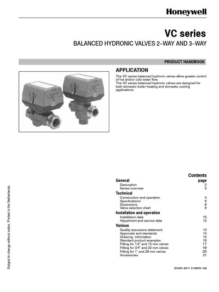 VC series HONEYWELL | Download Free PDF | Valve | Switch