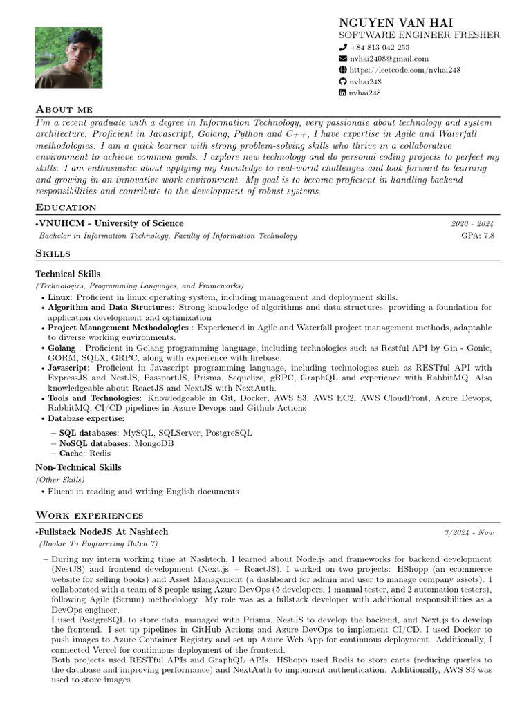 MyCV-1 | PDF | Databases | Postgre Sql