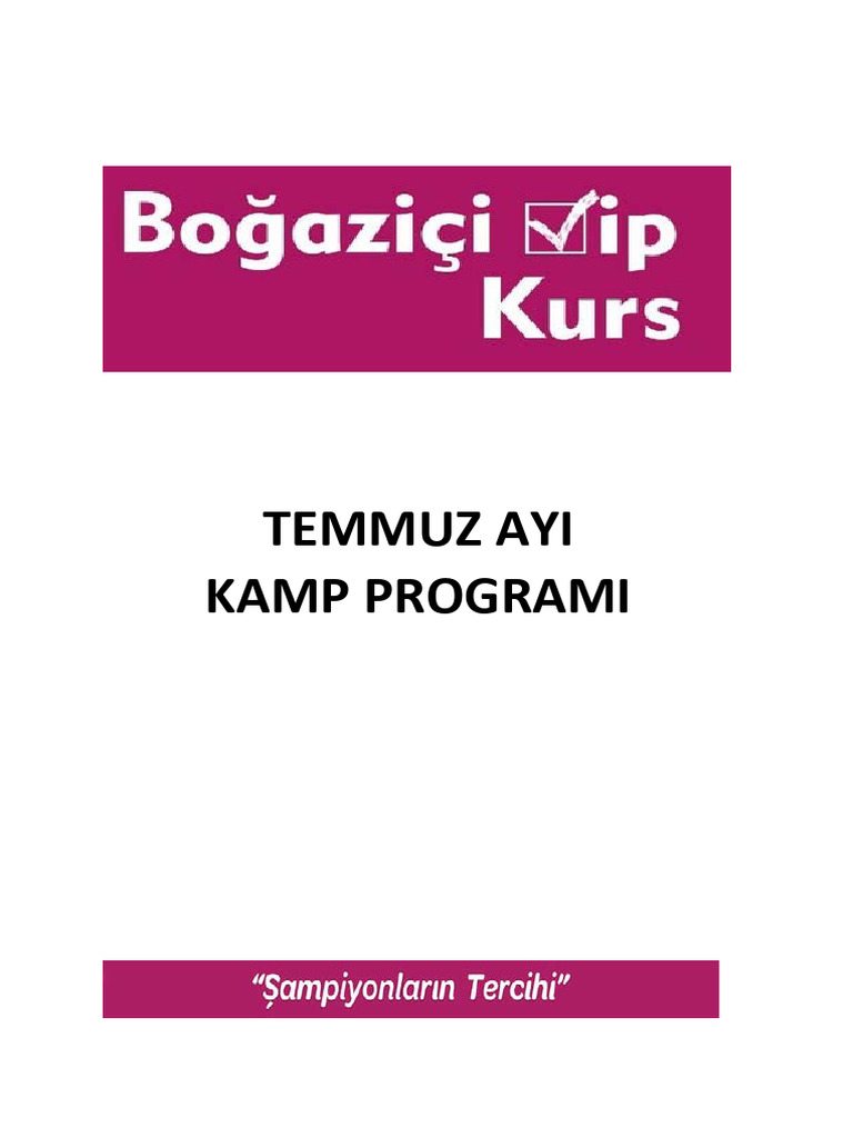 Temmuz Ayi Kamp Programi | PDF