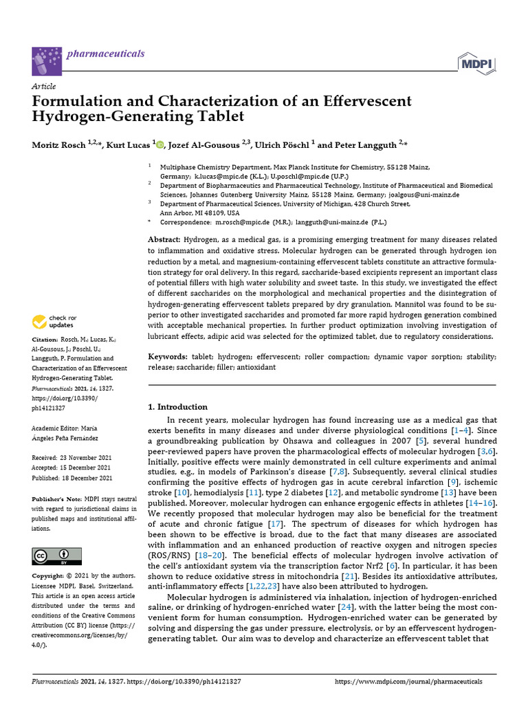 Rosch, 2021 - Formulation and Characterization of An Effervescent ...