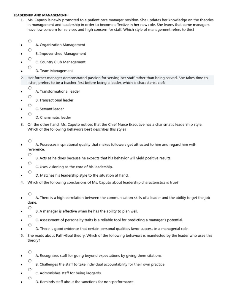 Leadership Styles for New Managers | PDF | Leadership | Nursing