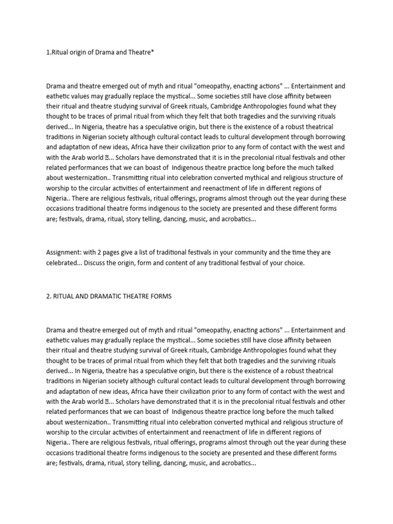 Indigenous Theater Note | PDF | Dances | Rituals