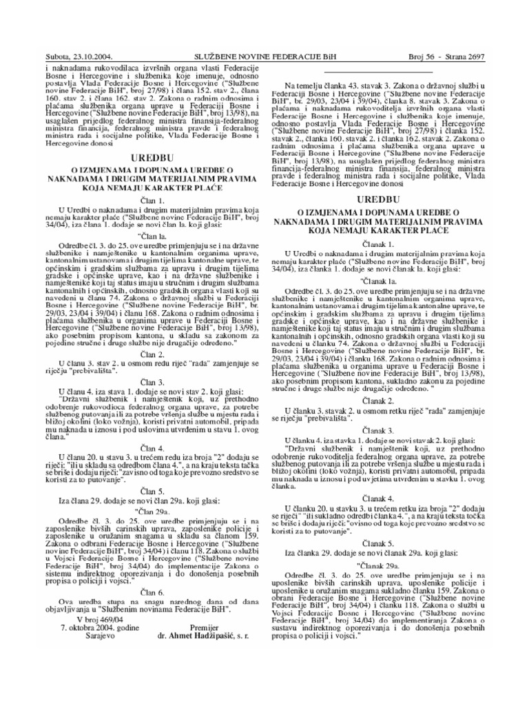 Uredba o Naknadama Izmjena | PDF