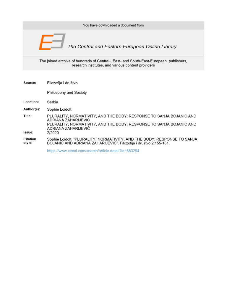 S. Loidolt - Plurality, Normativity, and The Body (Response To S ...