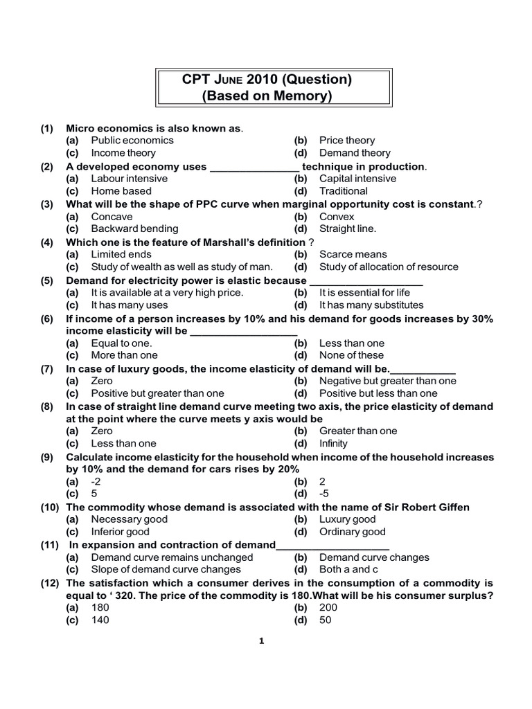CPT ECO Q's | PDF | Monopoly | Demand
