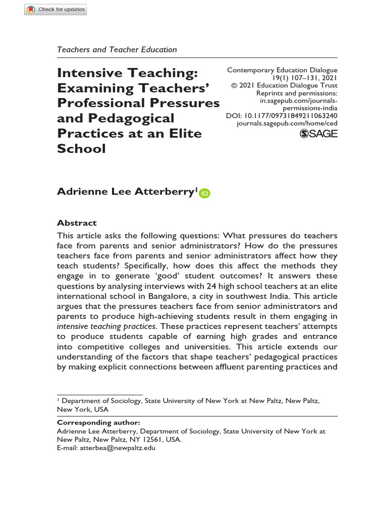 Intensive Teaching Examining Teachers' Professional Pressures and ...
