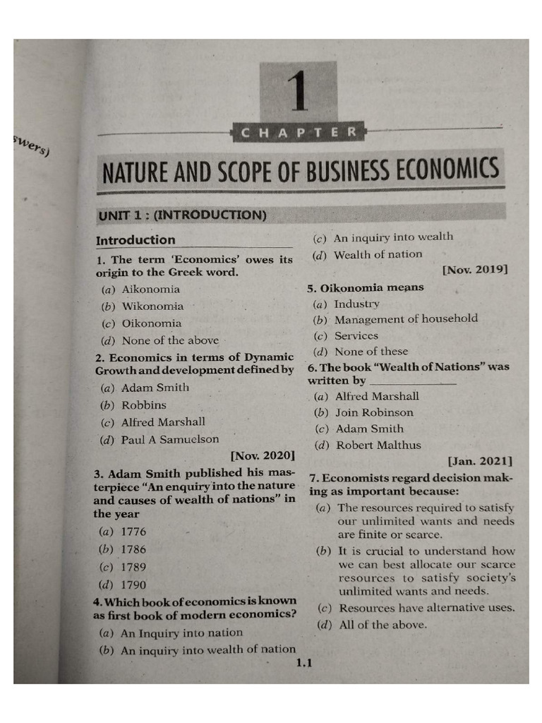 Nature and Scope of Economics Practice Questions | PDF