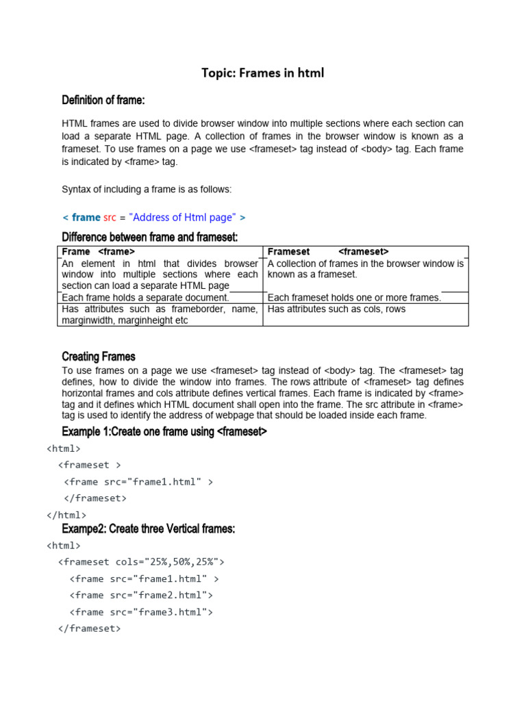 HTML Frames | PDF
