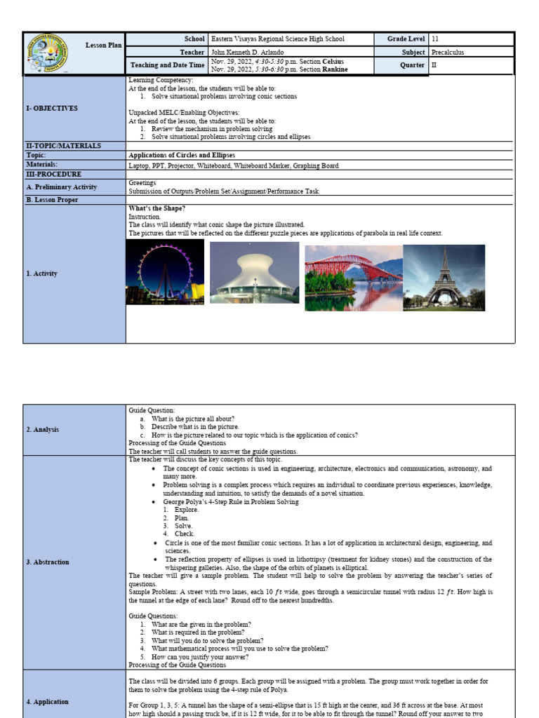 LP Application of Ellipses of CIrcles | PDF | Ellipse