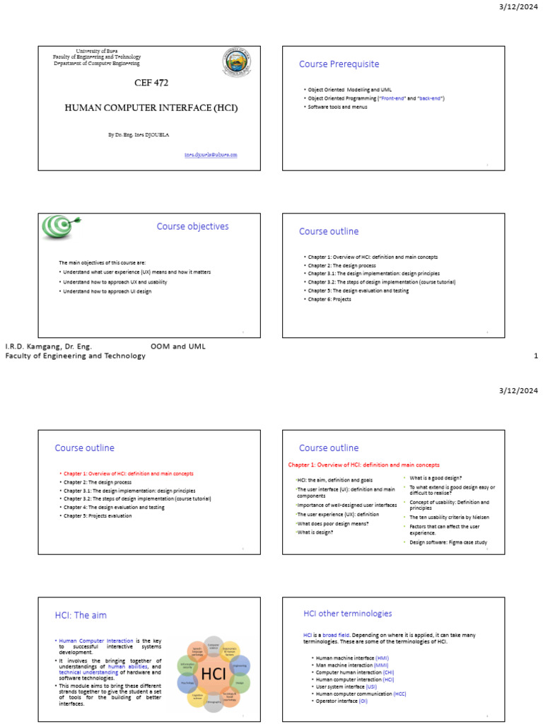 CEF 472 HCI chap 1 students version 2023 2024 | PDF | Human–Computer Interaction | Usability