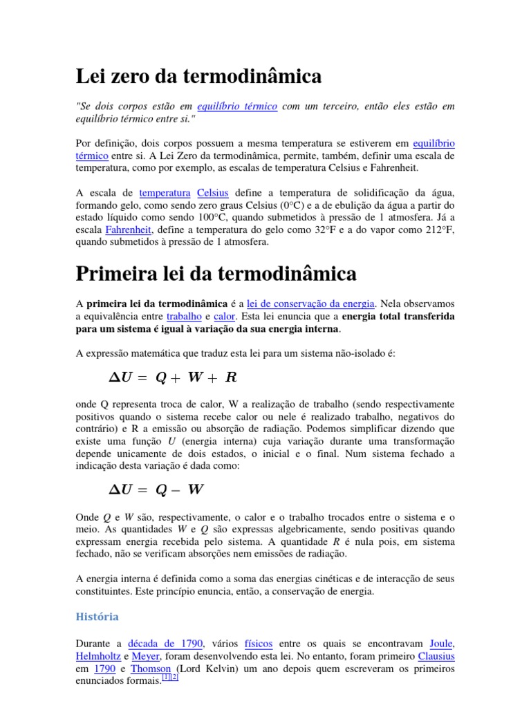 Lei Zero da Termodinâmica Explicada | PDF | Segunda Lei da ...