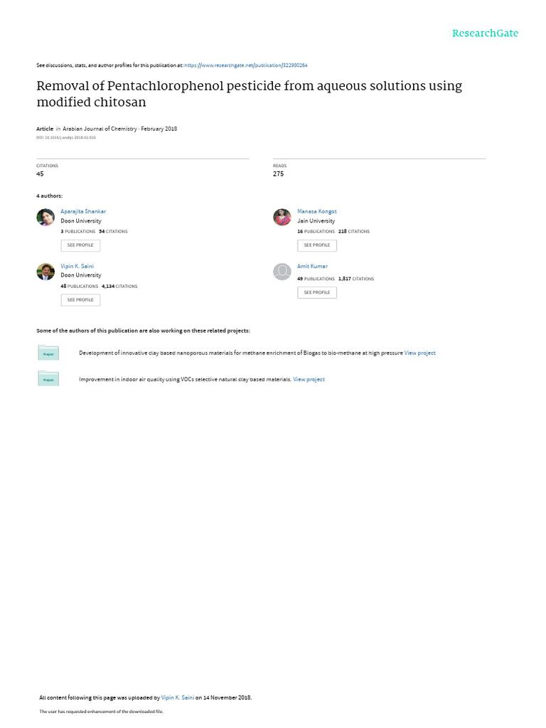 pesearch paper | PDF | Adsorption | Physical Sciences