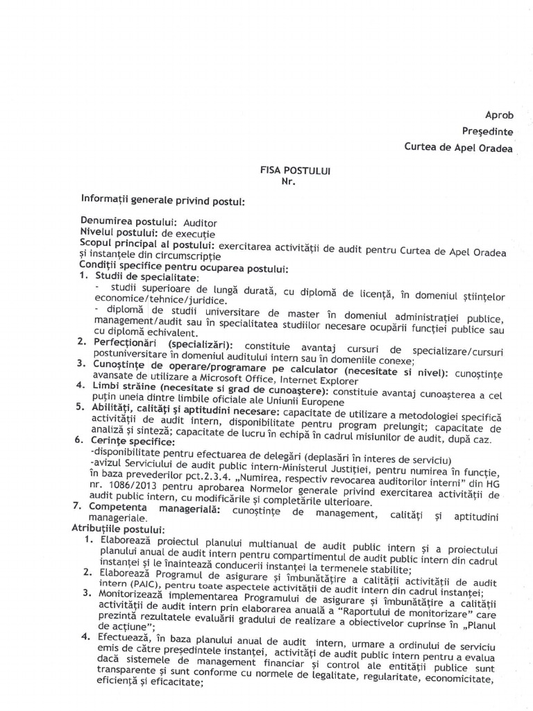 Fisa Post | PDF