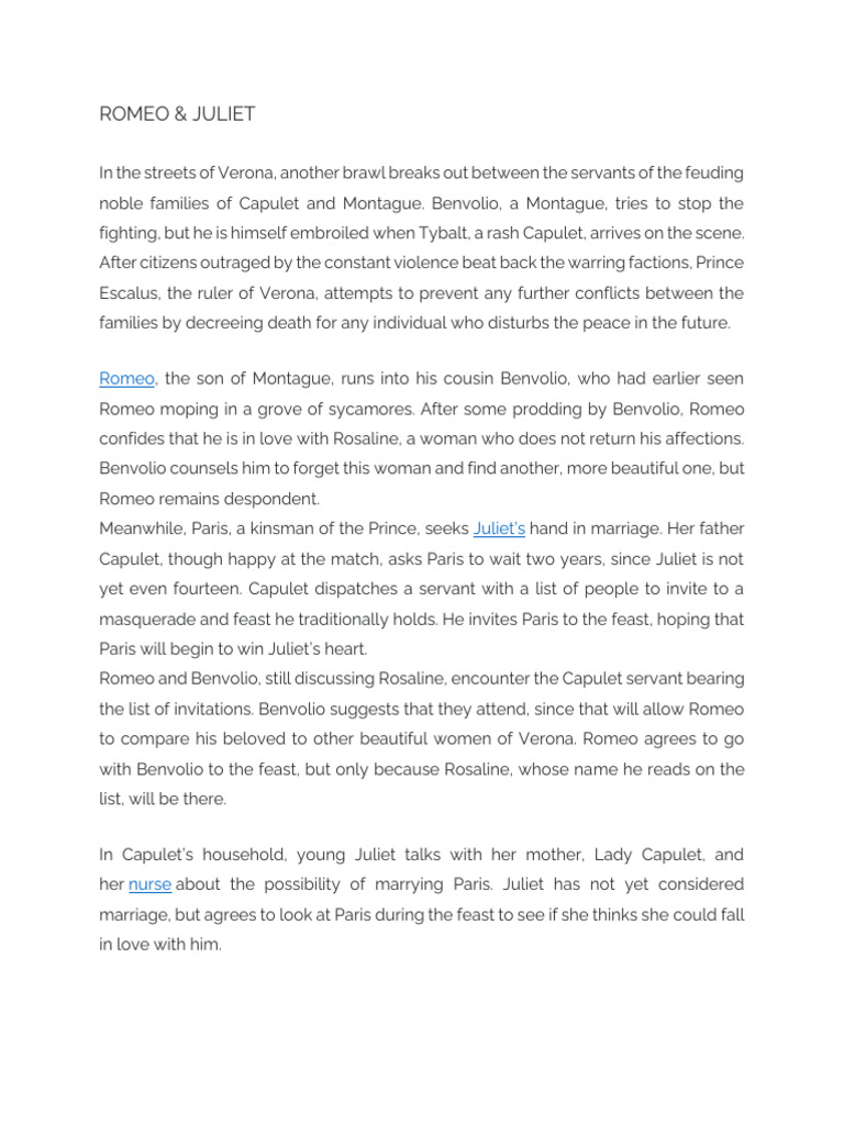 Verona's Feuding Families: Romeo & Juliet | PDF | Mystery, Thriller ...