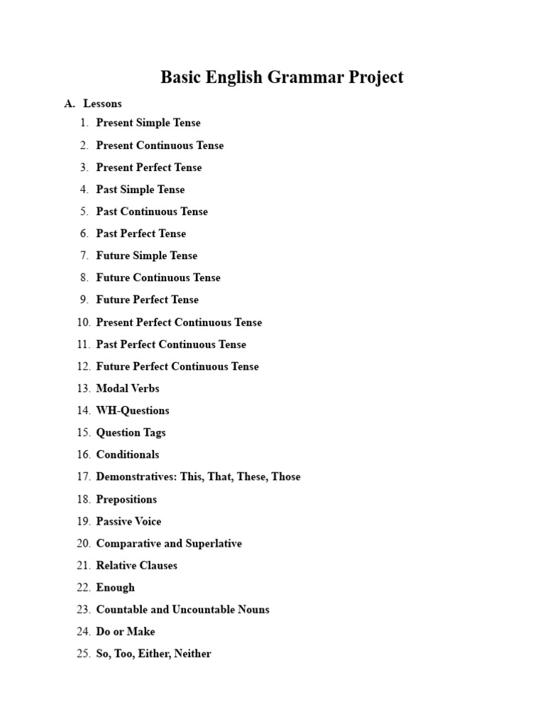 Basic English Grammar Lessons Guide | PDF | Career & Growth | Language ...