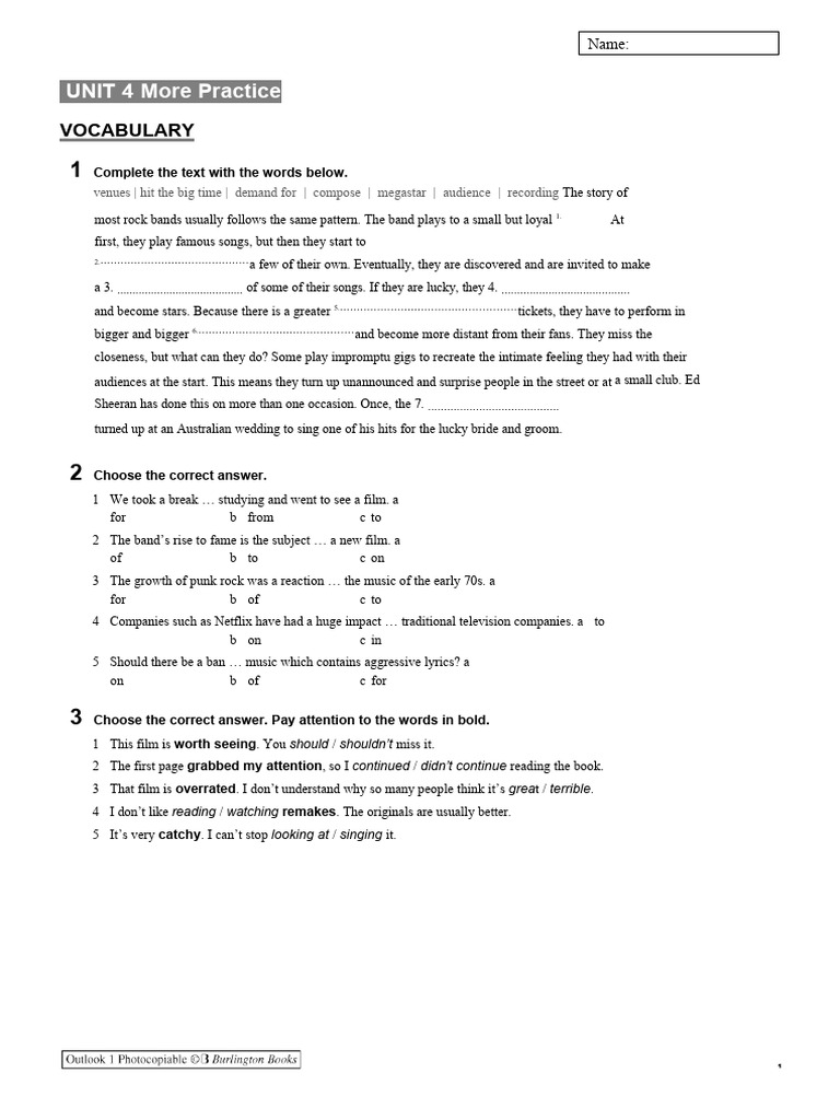 Unit 4. More practice | PDF