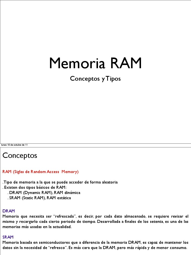 Memorias RAM | PDF | Memoria dinámica de acceso aleatorio | Memoria de ...