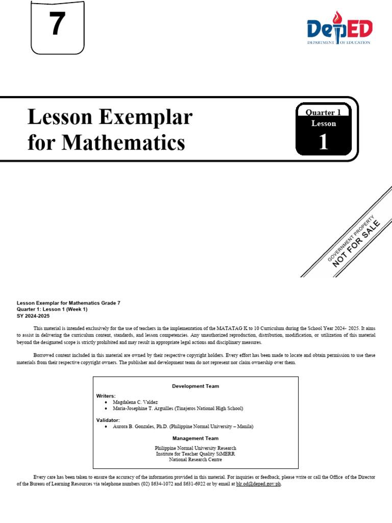Q1 LE Mathematics 7 Lesson 1 Week 1 | PDF | Polygon | Triangle