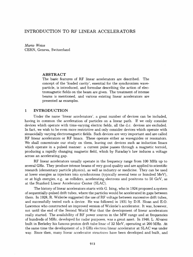 Introduction To LINAC | PDF | Particle Accelerator | Waves
