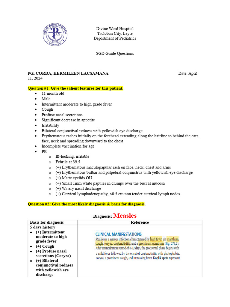 SGD Guide Questions | PDF | Diseases And Disorders