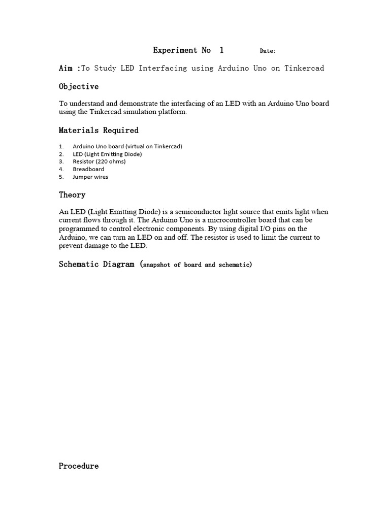Experiment No 1 - IOT | PDF | Arduino | Light Emitting Diode Experiment No 1 - IOT | PDF | Arduino | Light Emitting Diode