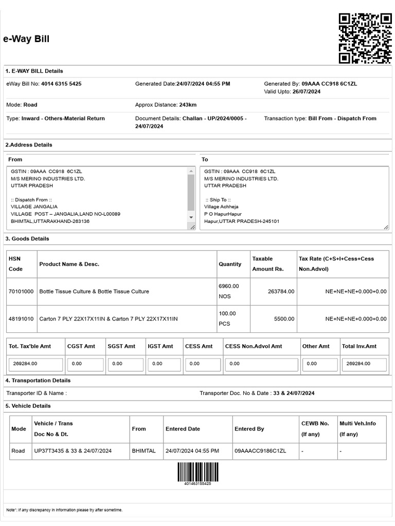 E-Way Bill Bhimtal | PDF | Payments | Politics Of India