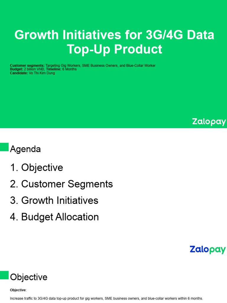 Growth Initiatives For 3G - 4G Data Top-Up Product - Vo Thi Kim Dung | PDF | Market Segmentation ...