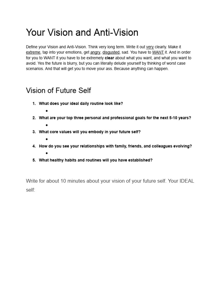 Defining Your Vision and Anti-Vision | PDF
