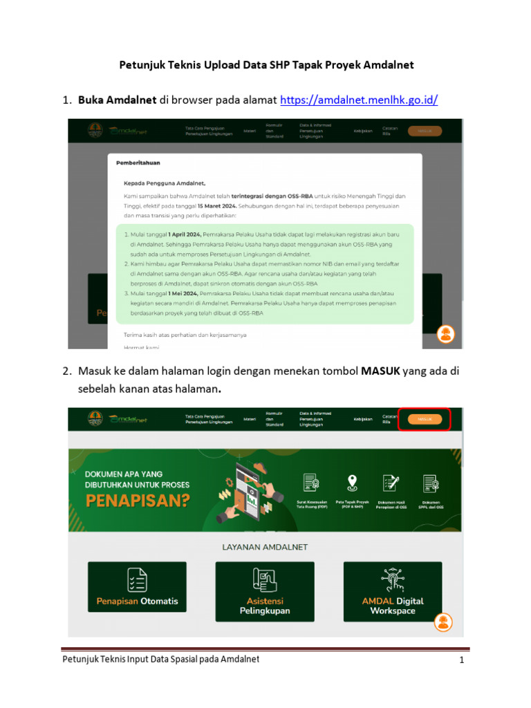 Buka Amdalnet Di Browser Pada Alamat: Petunjuk Teknis Upload Data SHP Tapak Proyek Amdalnet | PDF