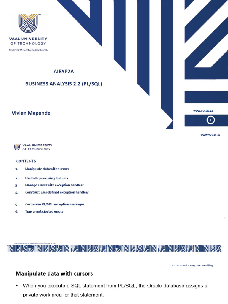 WEEK 4 - Chapter 4 Cursors and Exception Handling | PDF | Pl/Sql | Sql