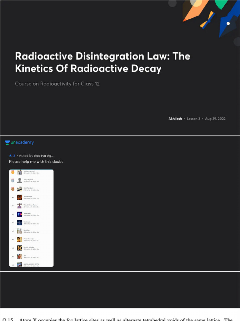 Radioactive Disintegration Law The Kinetics of Radioactive Decay With ...