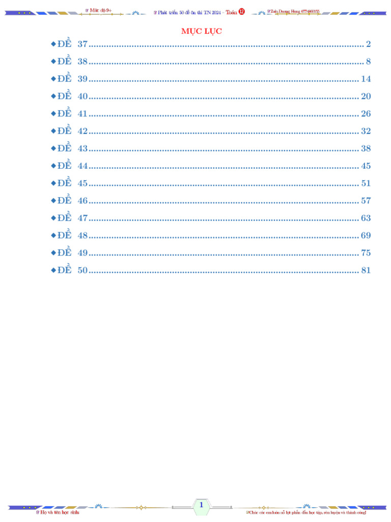 DE 37-50_ ON THI TN TOAN 2024 | PDF