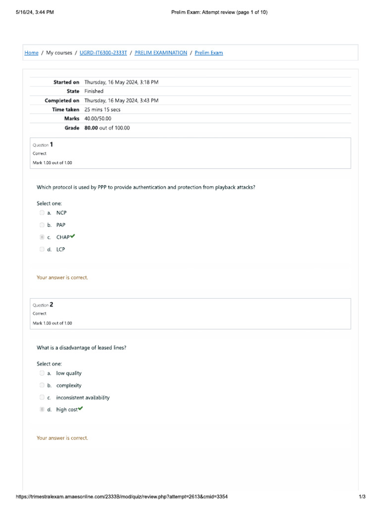 Data Communications and Networking 4 Prelim Exam 1 | PDF