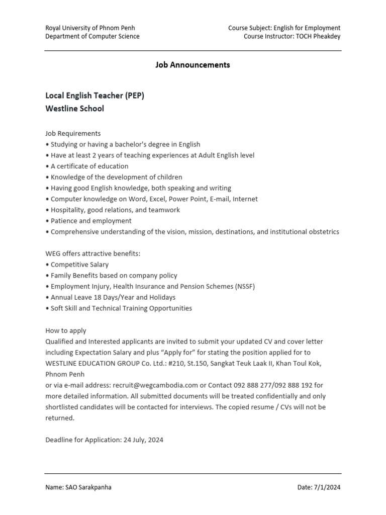 Job Announcements | PDF