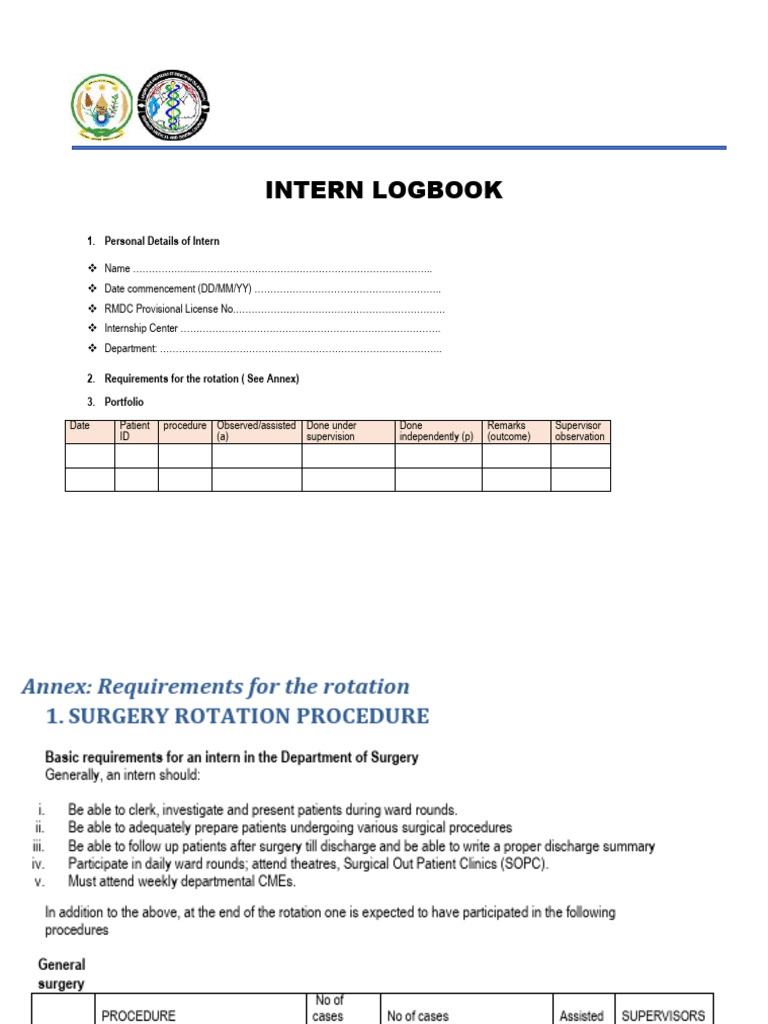 Intern Logbook Final | PDF | Surgery | Childbirth