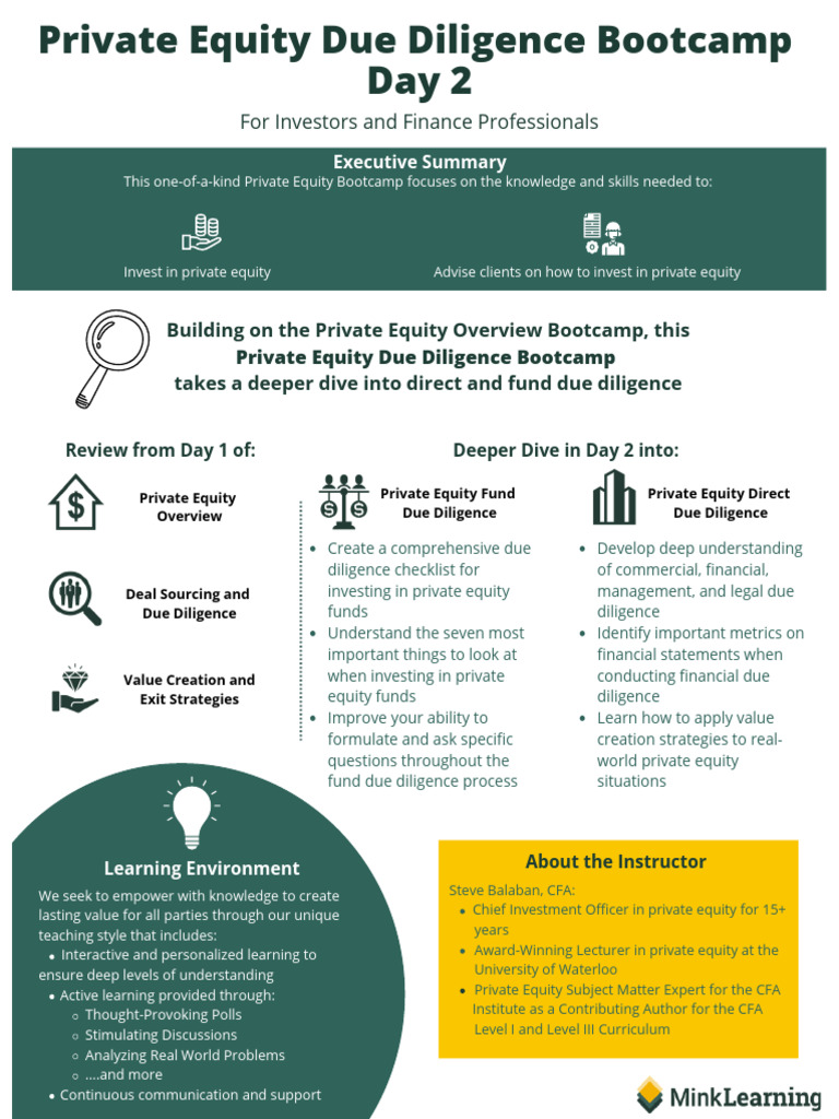 2-Day Private Equity Bootcamp Flyer | PDF | Private Equity | Due Diligence