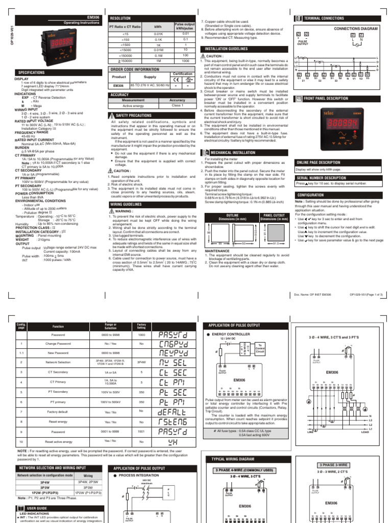 EM306 Instruction Manual | PDF | Electrical Engineering | Electronics