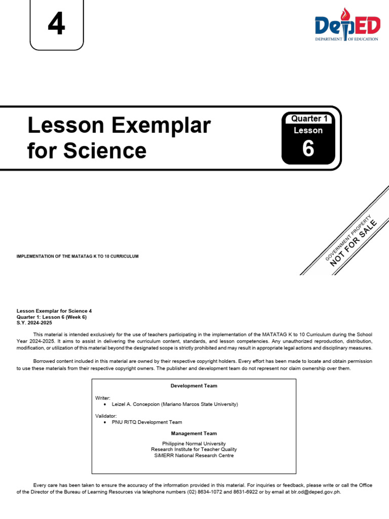 Q1 LE Science4 Lesson6-Week-6 | PDF | Waste | Learning