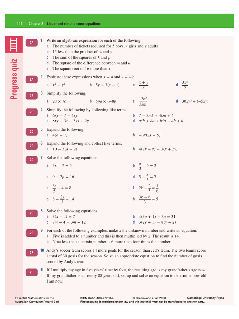 Yr9_Cambridge_Equation | Download Free PDF | Equations | Mathematics