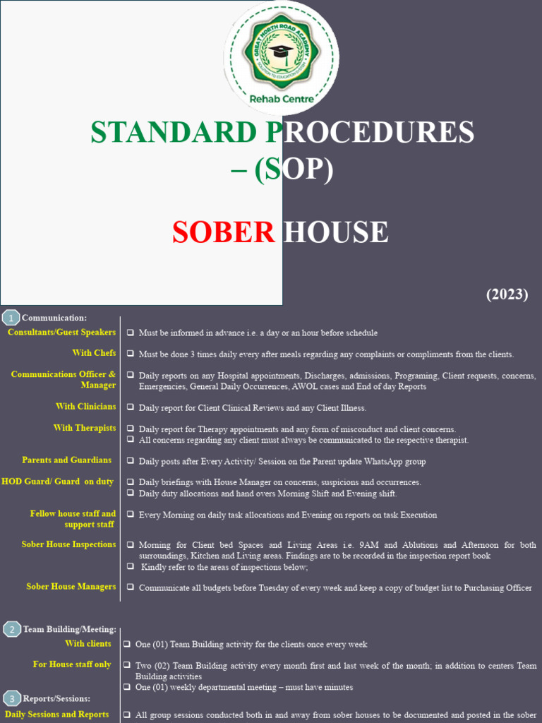 SoberHouse SOP | PDF | Counseling Psychology | Health Care
