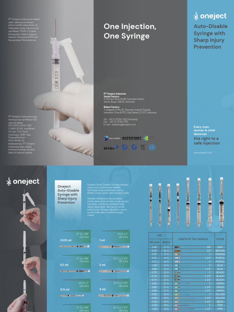 Oneject ADS With Sharp Injury Prevention | PDF