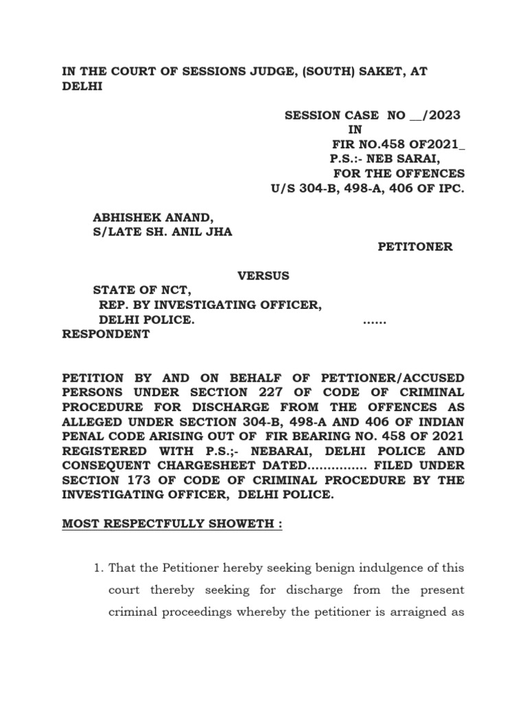 Discharge Application (Autosaved) (2) | Download Free PDF | Bail | Witness