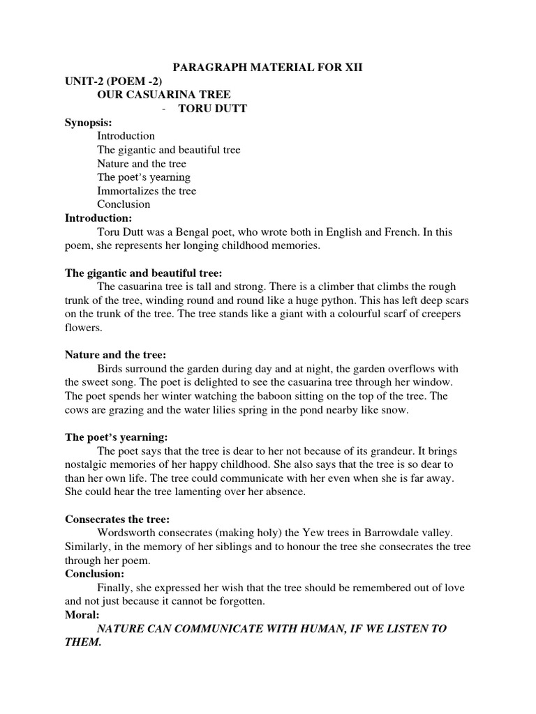 12th English:Unit-2-poem-supplementary-Paragraph | PDF | Poetry