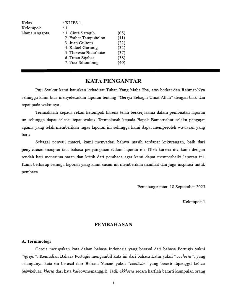 Gereja Sebagai Umat Allah | PDF