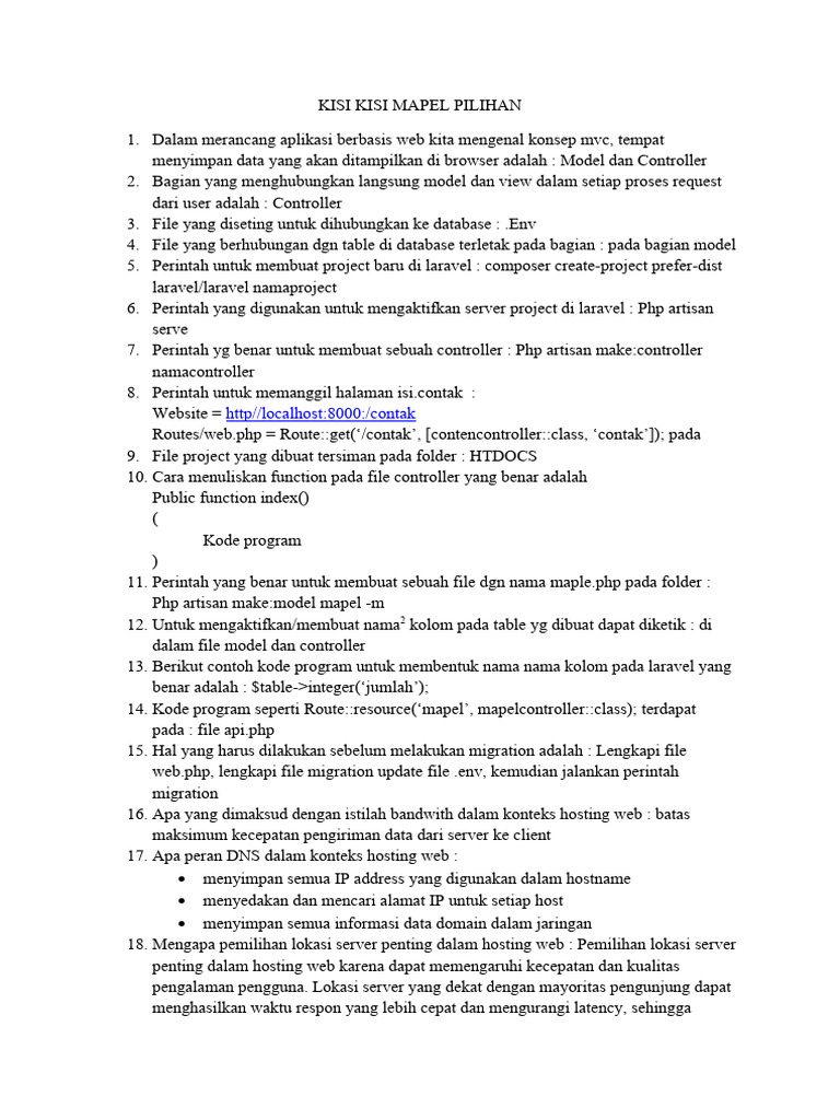 Kisi Kisi Mapel Pilihan | PDF | Komputer