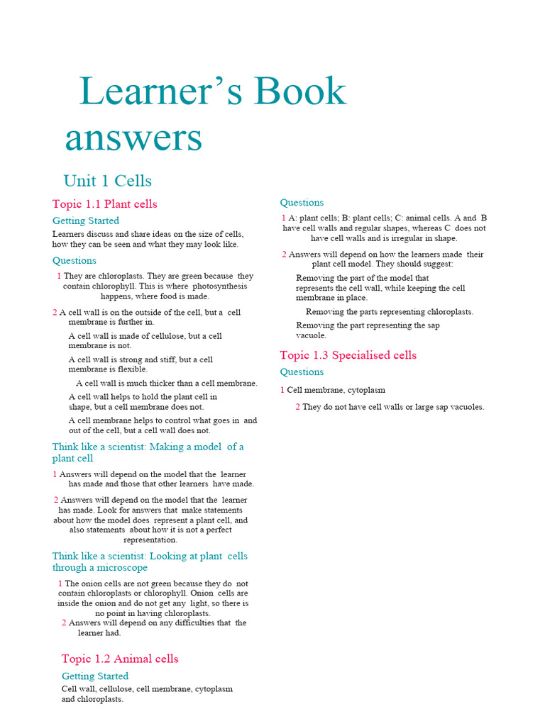 Cambridge Science 7 Learner's Book Answers | PDF | Tide | Planets