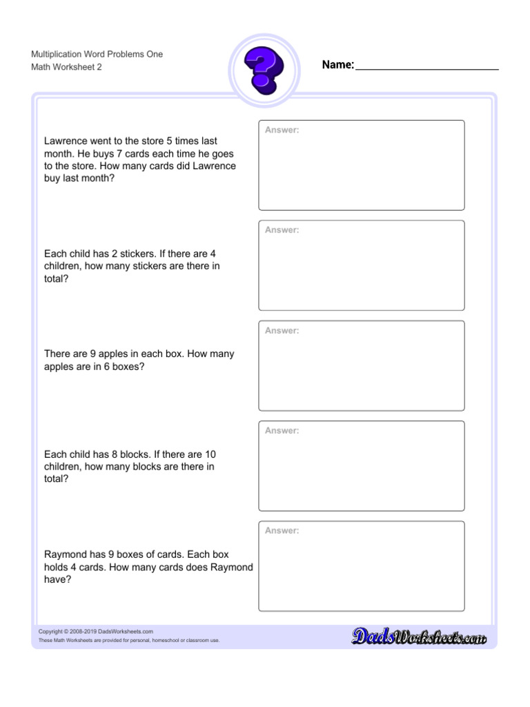 Multiplication Word Problems One v2 | PDF